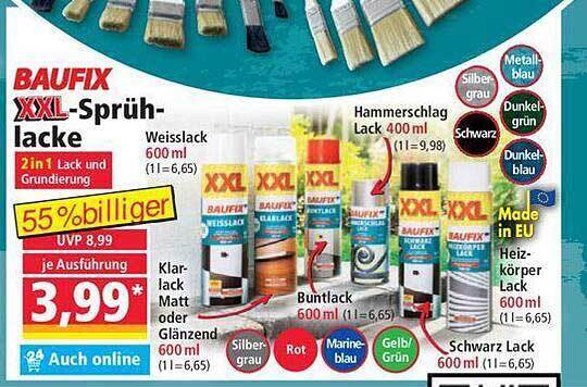 Baufix xxl-sprüh-lacke Angebot bei Norma