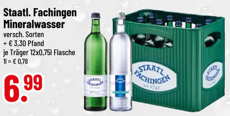 Staatl. Fachingen Mineralwasser 12x0,75 L Flasche Angebot bei trinkgut