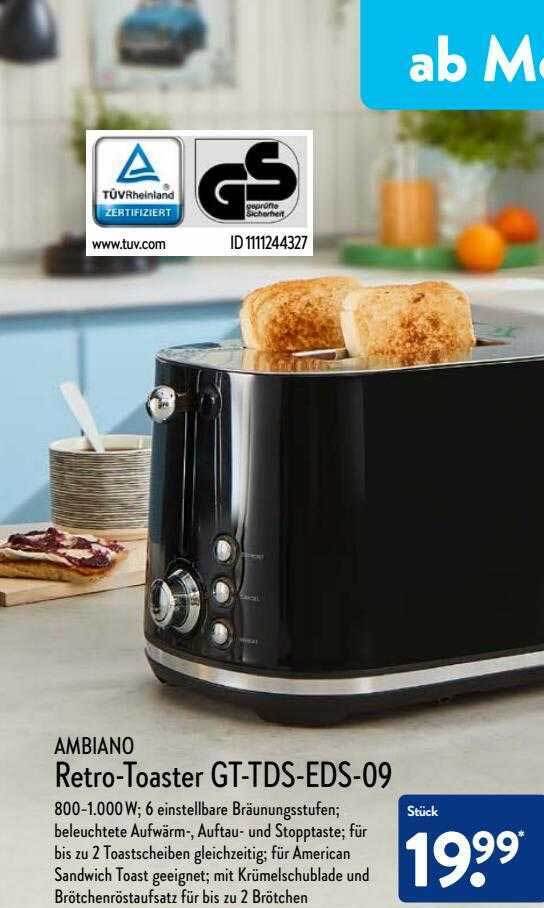 Ambiano retro-toaster gt-tds-eds-09 Angebot bei Aldi Nord