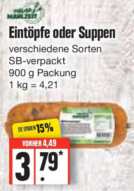 Eintöpfe oder Suppen 900 g Packung Angebot bei Edeka