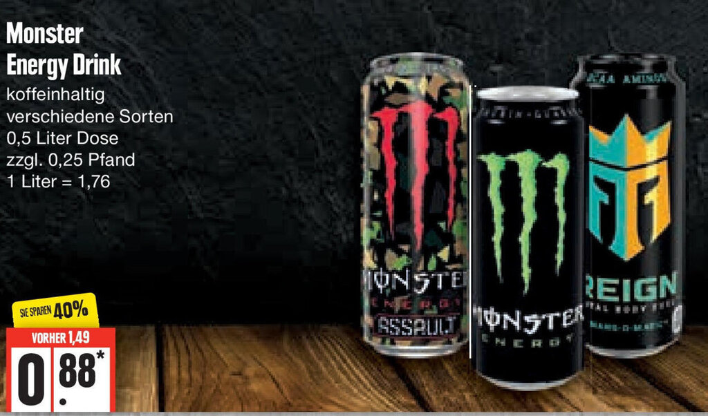 Monster Energy Drink 0,5 Liter Dose Angebot bei Edeka