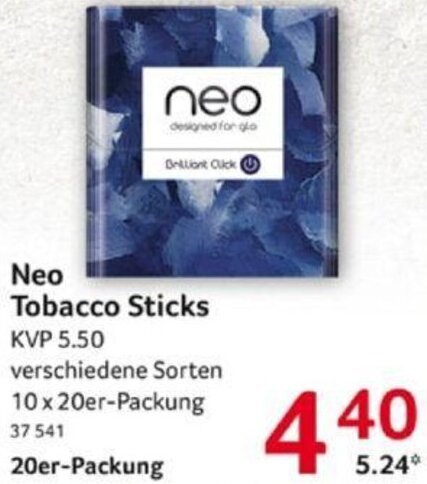 Neo Tobacco Sticks 20er Packung Angebot bei Selgros