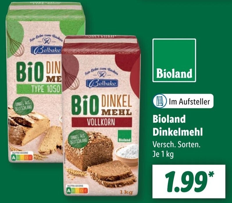 Bioland Dinkelmehl 1 kg Angebot bei Lidl