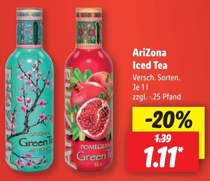 AriZona Iced Tea 1 L Angebot bei Lidl