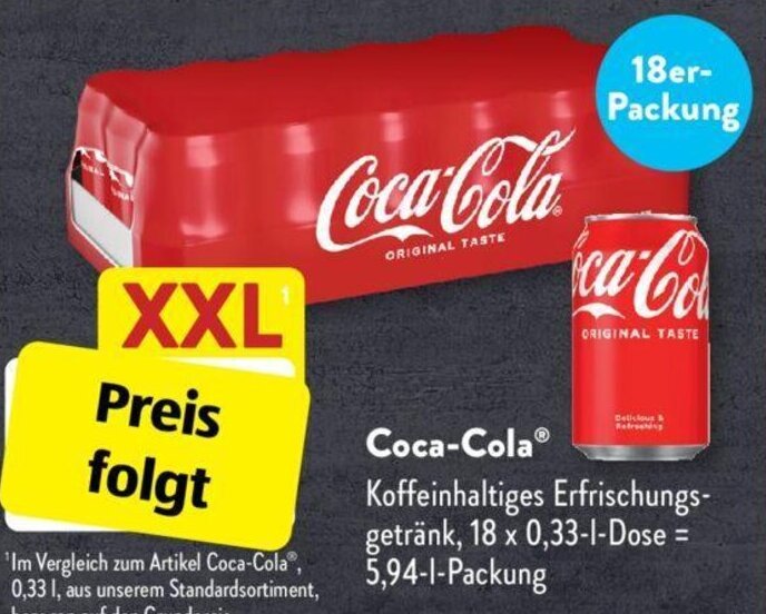 Coca Cola 18x0,33 L Dose Angebot bei Aldi Süd