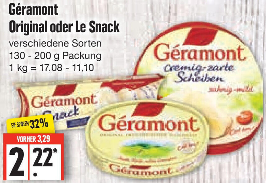 Géramont Original oder Le Snack 130-200 g Packung Angebot bei Edeka