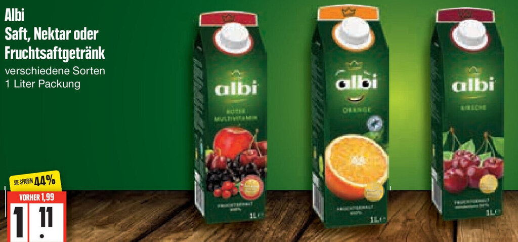 Albi Saft, Nektar oder Fruchtsaftgetränk 1 Liter Packung Angebot bei Edeka
