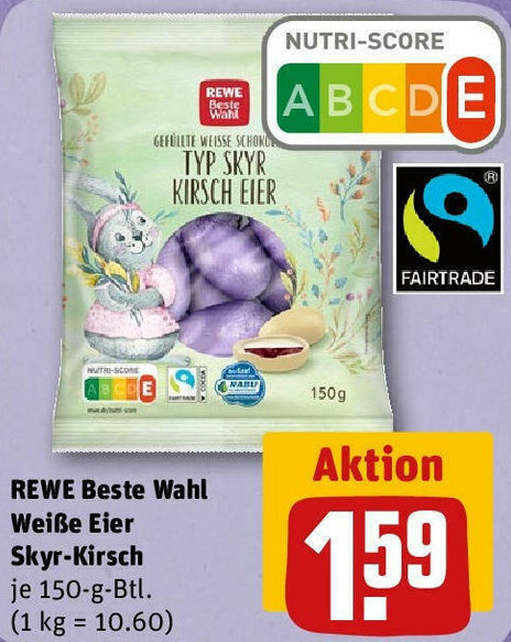 Rewe Beste Wahl Weiße Eier Skyr Kirsch 150 g Btl. Angebot bei REWE