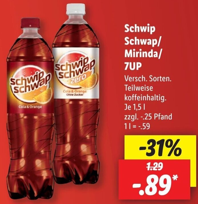 Schwip Schwap/Mirinda/7Up 1,5 L Angebot bei Lidl