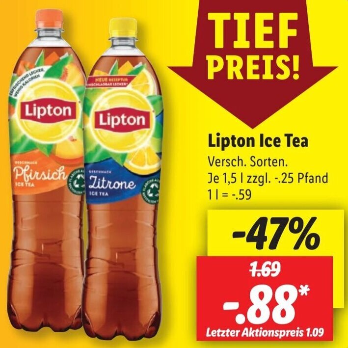 Lipton Ice Tea 1,5 L Angebot bei Lidl