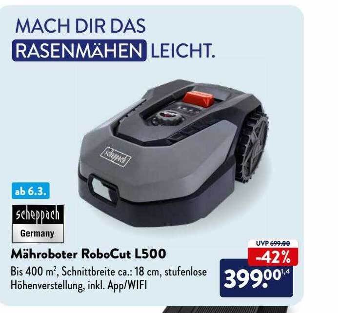 Scheppach mähroboter robocut l500 Angebot bei Aldi Nord