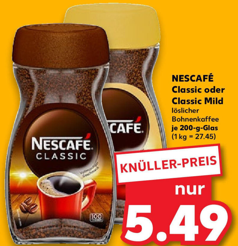 Nescafé Classic oder Classic Mild 200 g Glas Angebot bei Kaufland