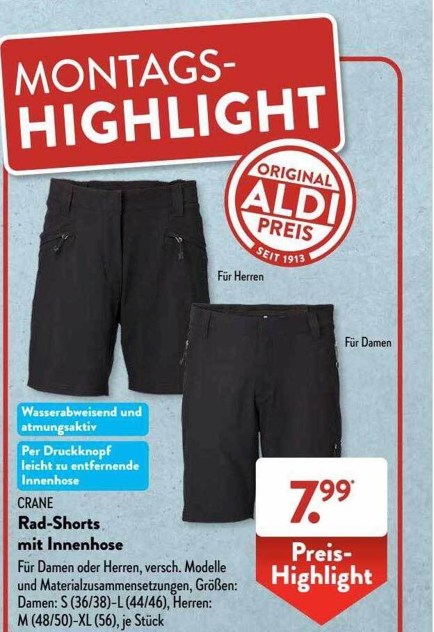 Crane rad-shorts mit innenhose Angebot bei Aldi Süd