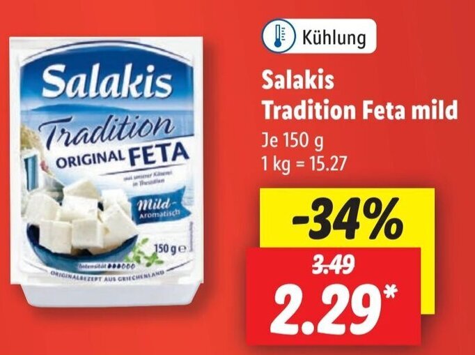 Salakis Tradition Feta mild 150 g Angebot bei Lidl