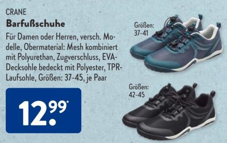 Crane Barfußschuhe Angebot bei Aldi Süd