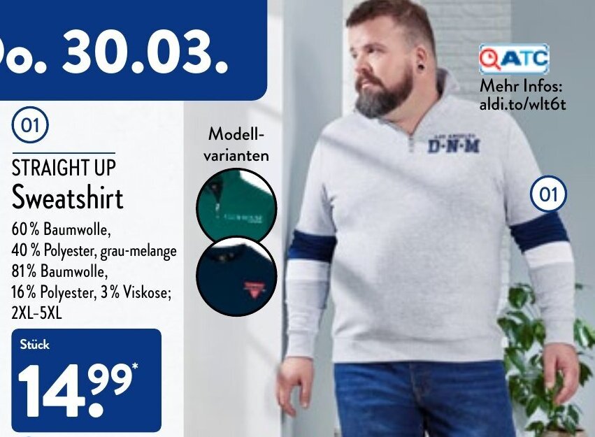 Straight Up Sweatshirt Angebot bei Aldi Nord