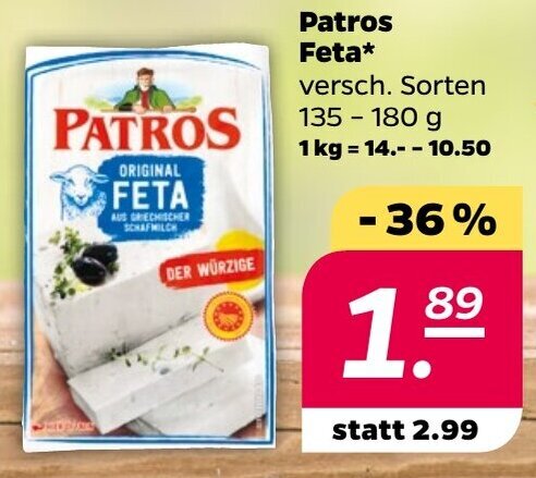 Patros Feta 135-180 g Angebot bei NETTO