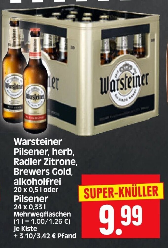 Warsteiner Pilsener, herb, Radler Zitrone, Brewers Gold, alkoholfrei 20 ...