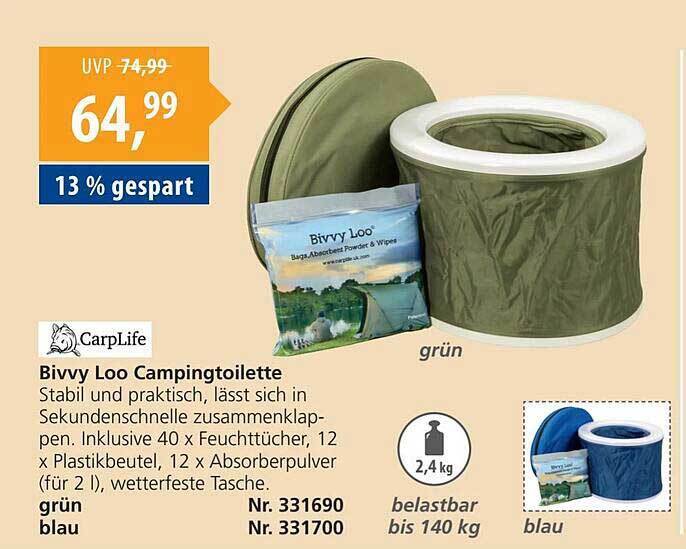 Carplife bivvy loo campingtoilette Angebot bei Fritz Berger