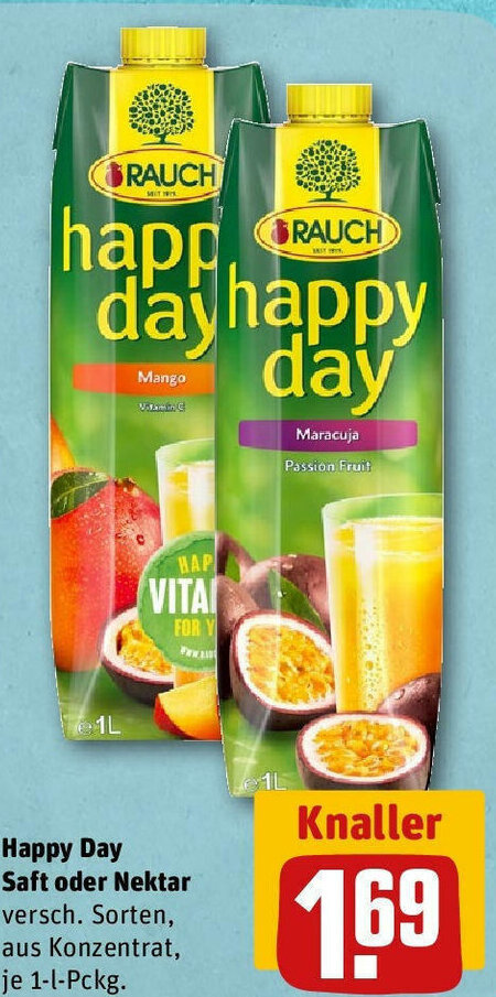 Happy Day Saft oder Nektar 1 l Pckg Angebot bei REWE