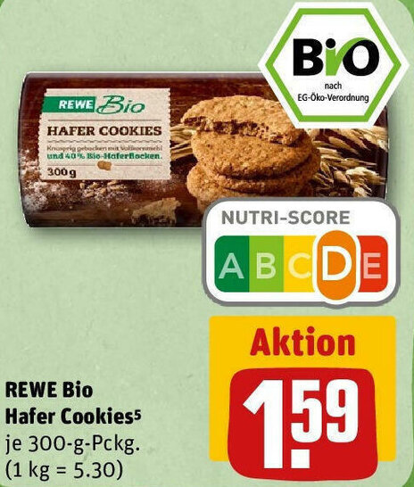 Rewe Bio Hafer Cookies 300 g Pckg Angebot bei REWE