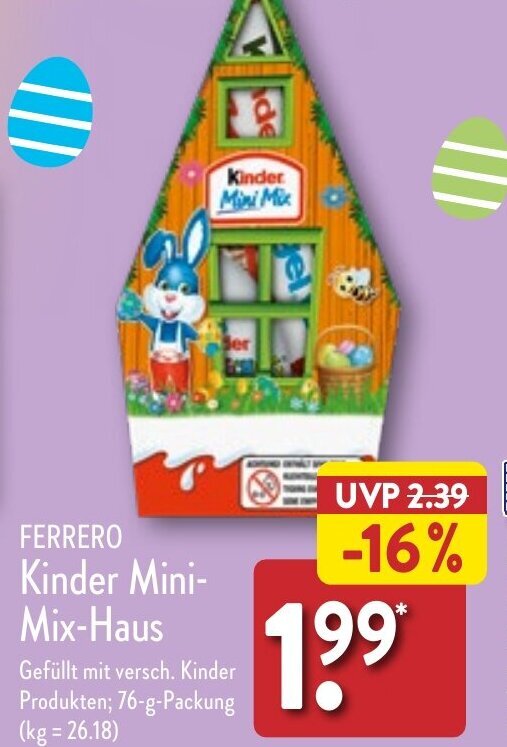 Ferrero Kinder Mini Mix Haus 76 g Packung Angebot bei Aldi Nord