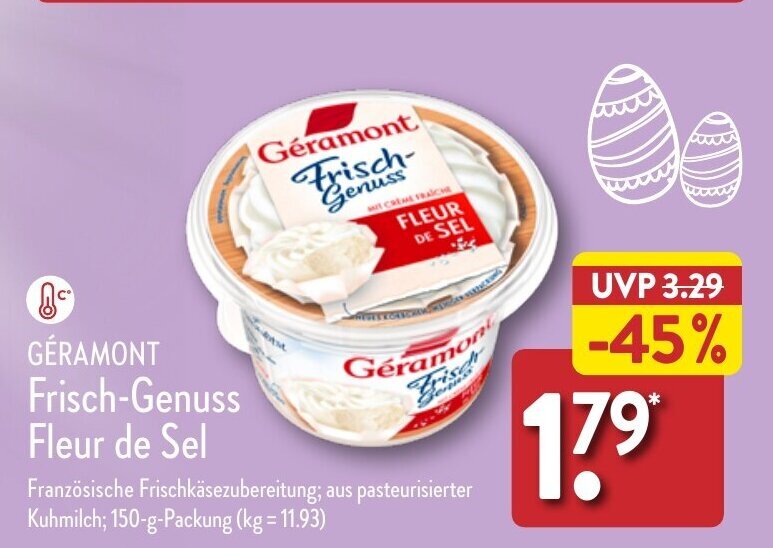 Géramont Frisch-Genuss Fleur de Sel 150 g Packung Angebot bei Aldi Nord