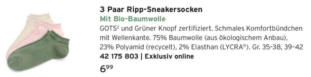 3 Paar Ripp Sneakersocken Angebot bei Tchibo