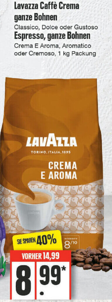 Lavazza Caffè Crema ganze Bohnen oder Espresso, ganze Bohnen 1 kg ...