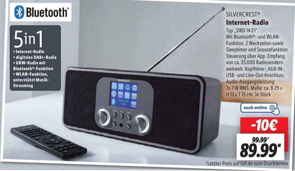 Silvercrest Internet Radio SIRD 14 E1 Angebot bei Lidl