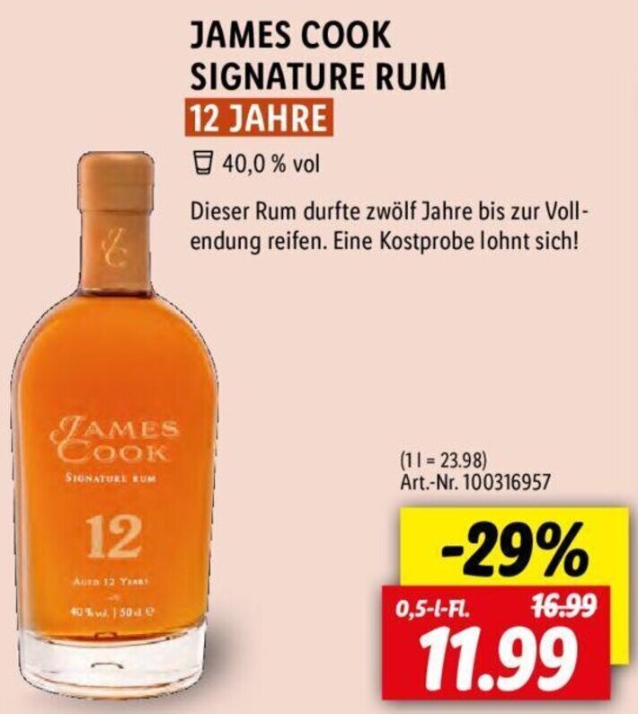 James Cook Signature Rum 0,5 L-Fl. Angebot bei Lidl