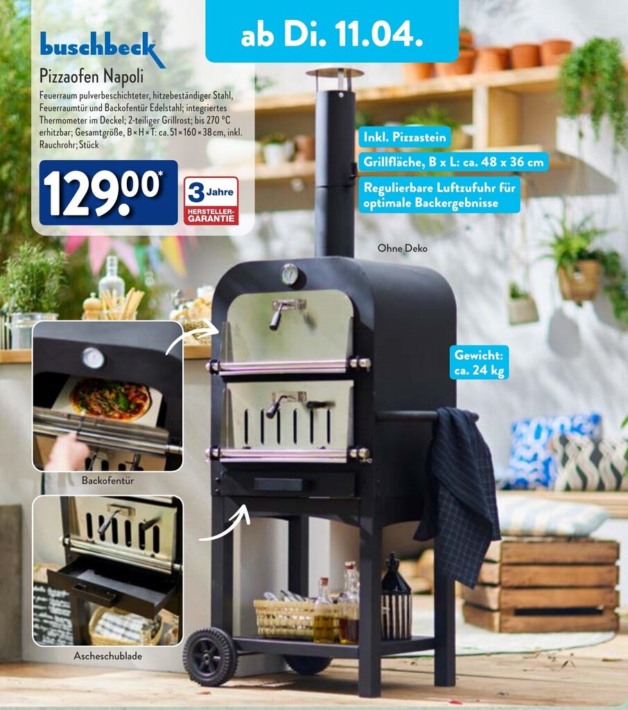 Buschbeck Pizzaofen Napoli Angebot bei Aldi Nord