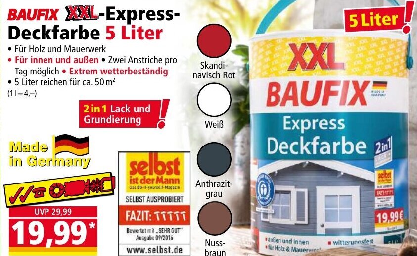 Baufix XXL Express Deckfarbe 5 Liter Angebot bei Norma