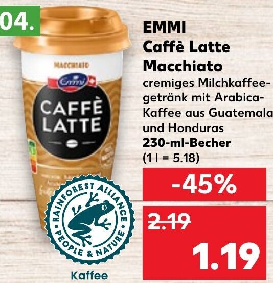 Emmi Caffè Latte Macchiato 230 ml Becher Angebot bei Kaufland