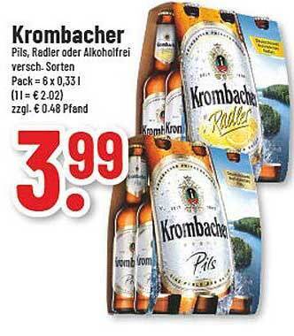Krombacher pils, radler oder alkoholfrei Angebot bei trinkgut