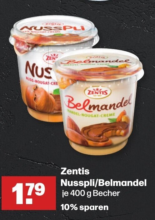 Zentis Nusspli/Belmandel 400g Angebot bei Handelshof