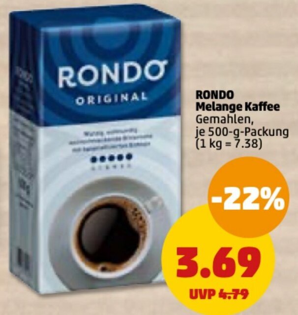 Rondo Melange Kaffee 500 g Packung Angebot bei PENNY