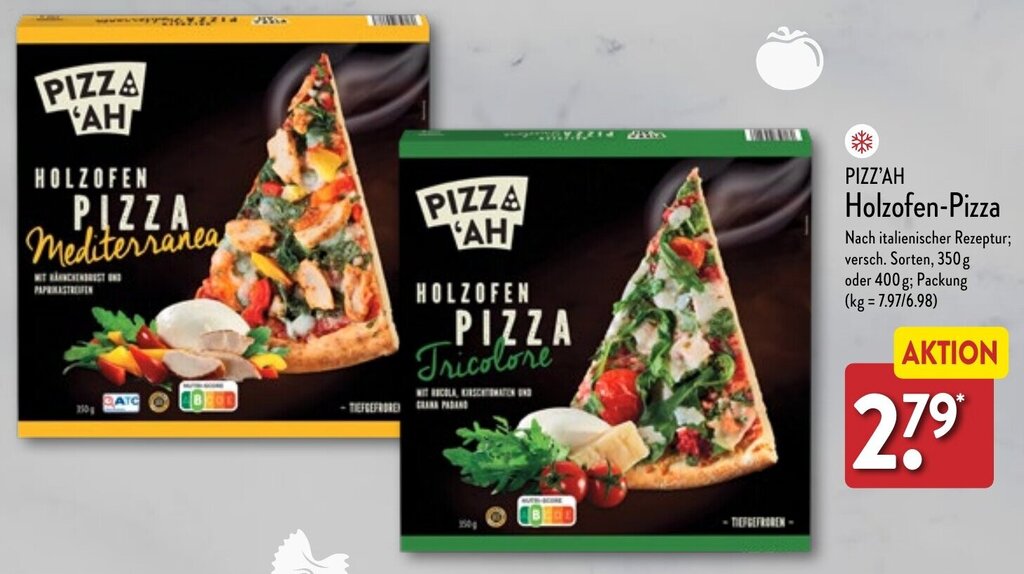 Pizz'ah Holzofen Pizza 350 g oder 400 g Angebot bei Aldi Nord