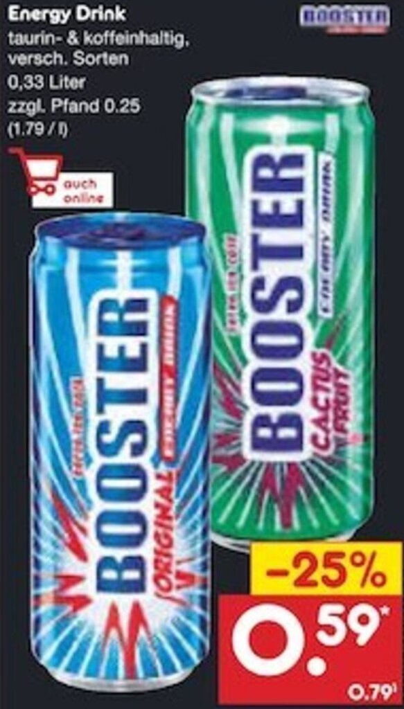 Booster Energy Drink 0,33 Liter Angebot bei Netto Marken-Discount
