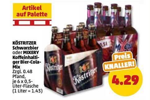 Köstritzer schwarzbier oder mixery koffeinhaltiger bier-cola-mix ...