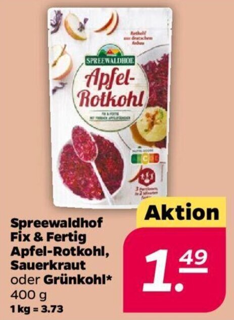 Spreewaldhof Fix & Fertig Apfel Rotkohl, Sauerkraut oder Grünkohl 400 g ...
