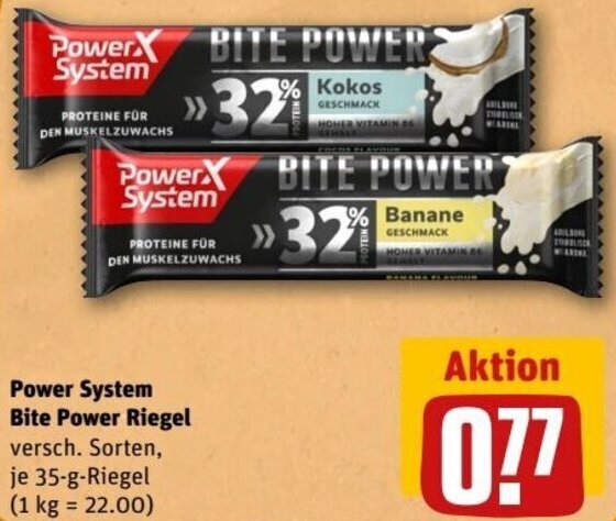 Power System Bite Power Riegel 35 g Angebot bei REWE Center