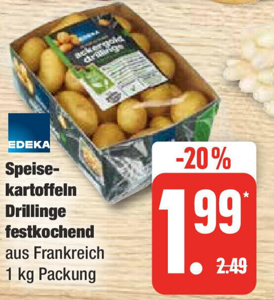 EDEKA Speise-kartoffeln Drillinge festkochend 1 kg Packung Angebot bei ...