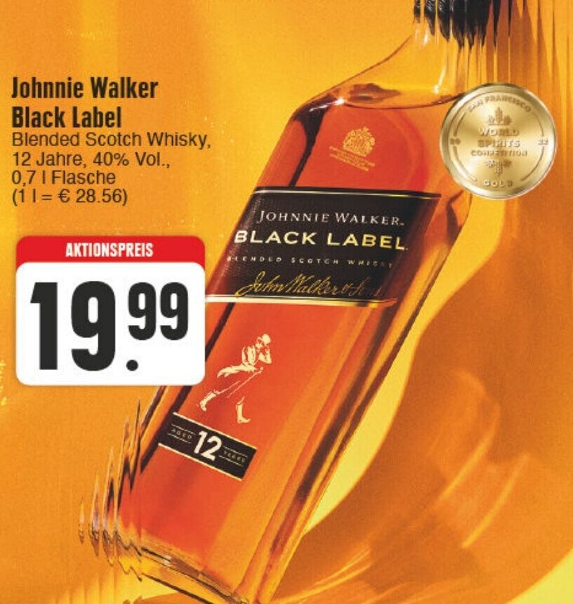 Johnnie Walker Black Label Blended Scotch Whisky Angebot bei Edeka Wegner