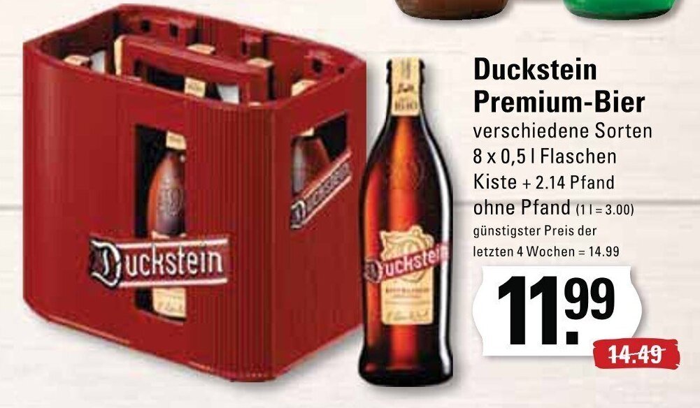 Duckstein Premium-Bier 8*500ml Angebot bei Edeka