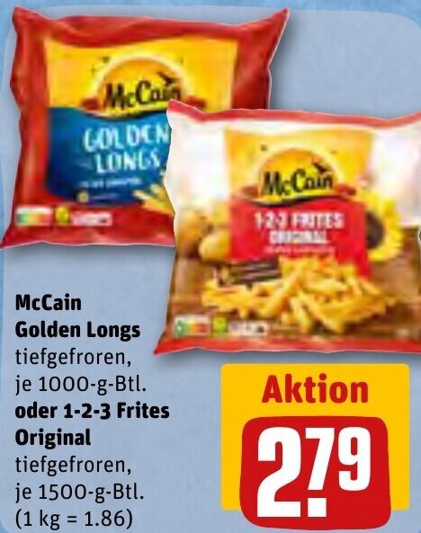 McCain Golden Longs 1000 g oder 1-2-3 Frites Original 1500 g Angebot ...