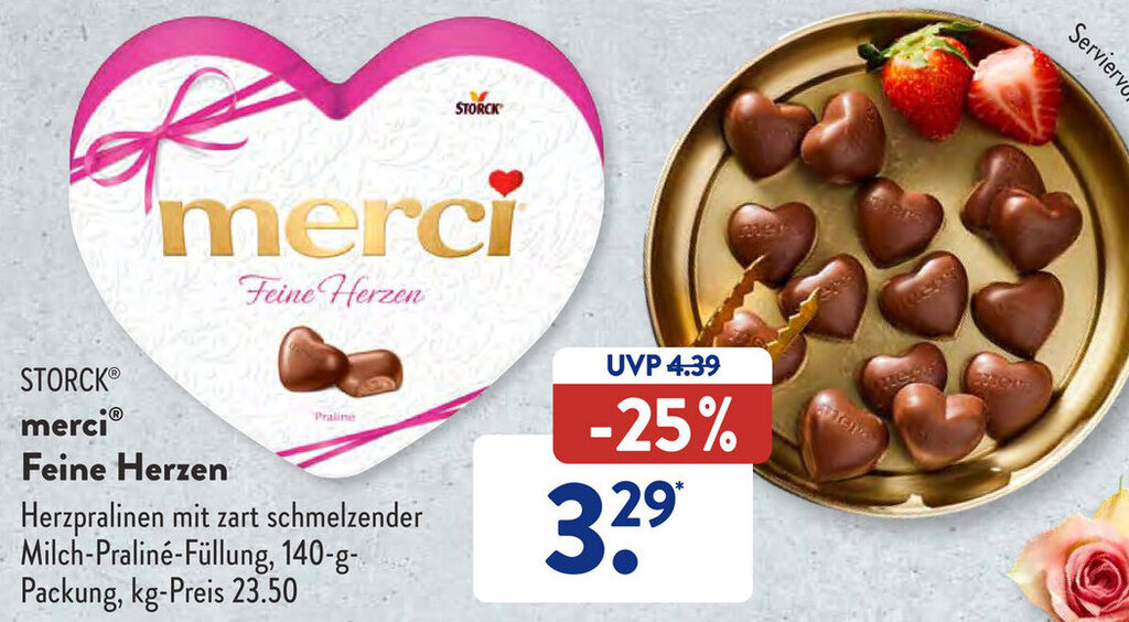 STORCK merci Feine Herzen 140 g Packung Angebot bei Aldi Süd