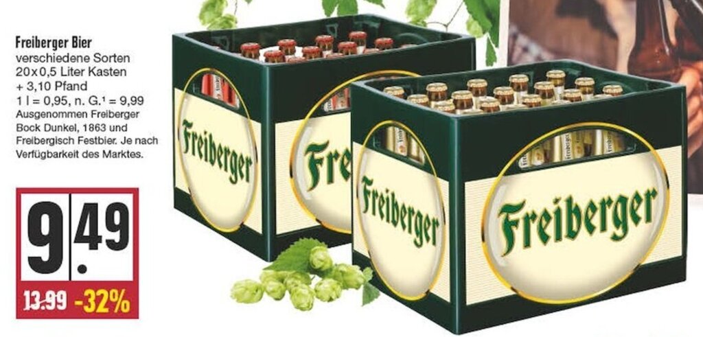Freiberger Bier 20x0,5 Liter Kasten Angebot bei Edeka