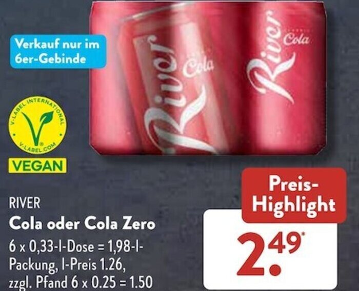 Cola oder Cola Zero 6x0,33l Angebot bei Aldi Süd