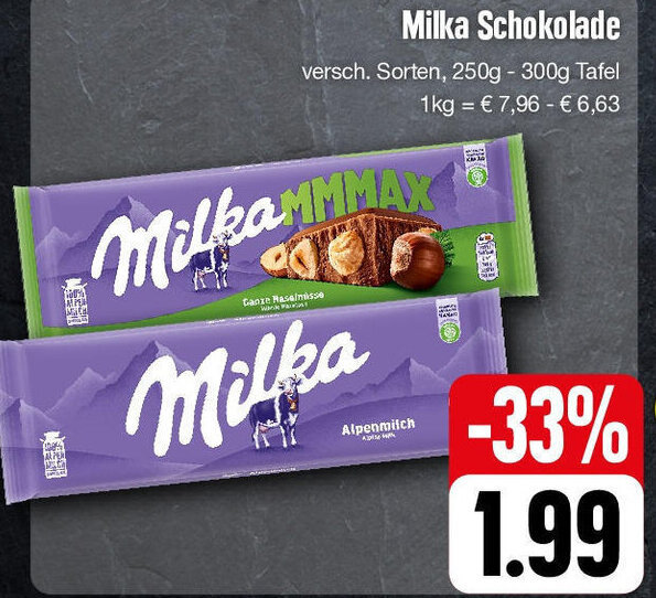 Milka Schokolade 300g Tafel Angebot bei Edeka